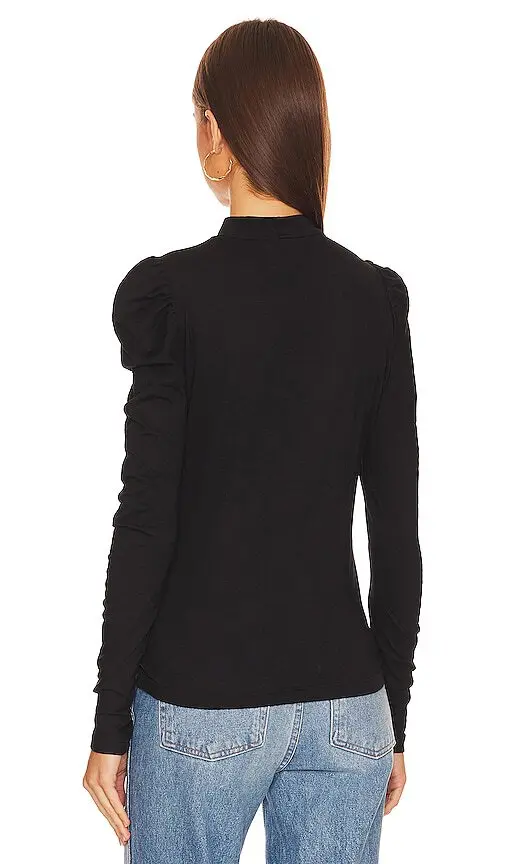 BOBI Shirred Sleeve Turtleneck Top