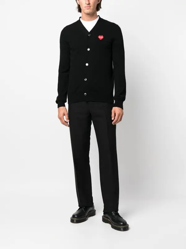 Play Comme Des Garcon Logo-patch Cardigan - Black