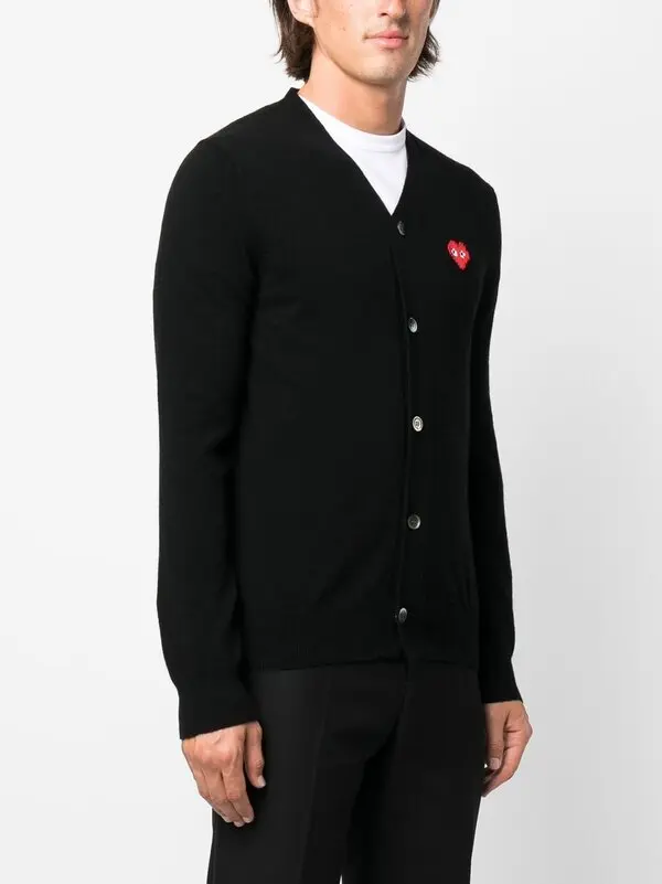 Play Comme Des Garcon Logo-patch Cardigan - Black