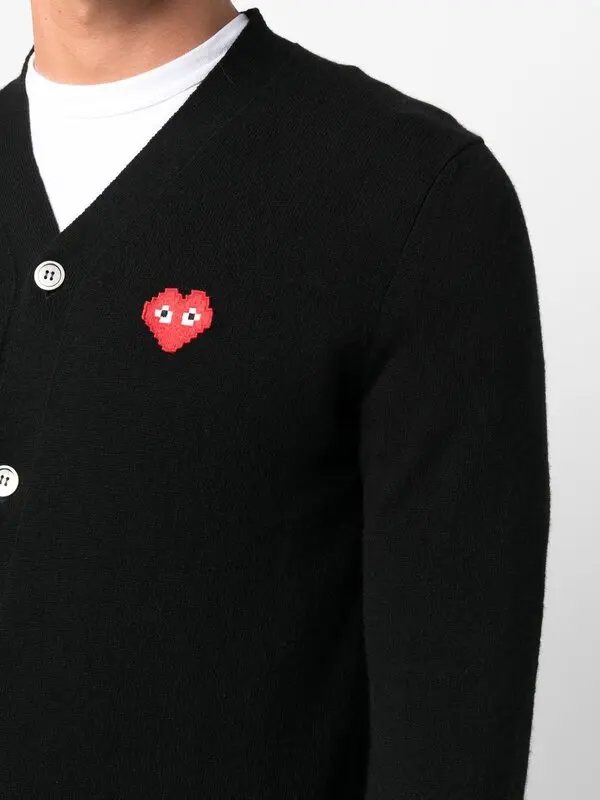 Play Comme Des Garcon Logo-patch Cardigan - Black