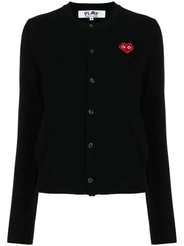Play Comme Des Garcon Logo-patch Cardigan - Black