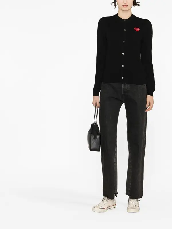 Play Comme Des Garcon Logo-patch Cardigan - Black