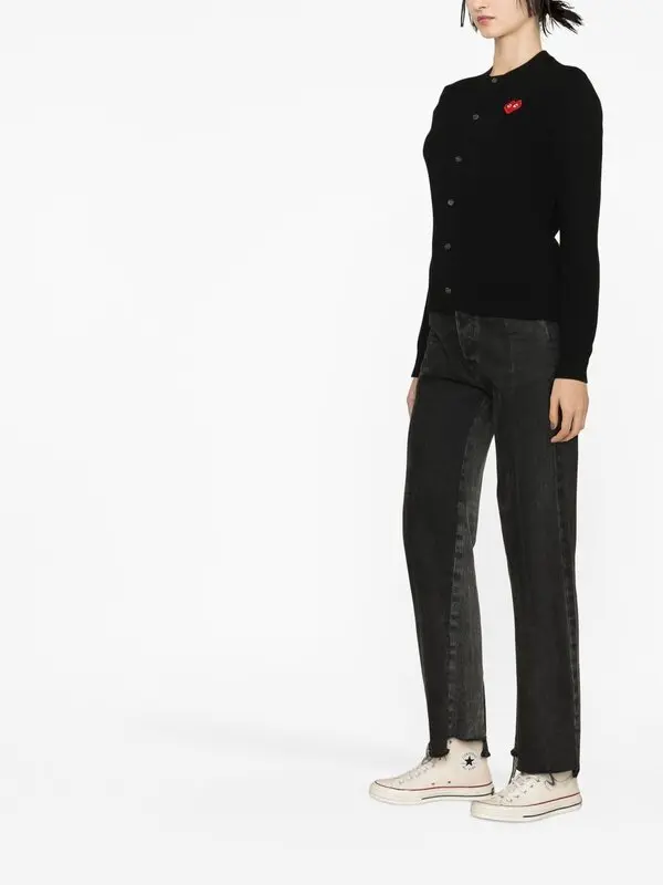 Play Comme Des Garcon Logo-patch Cardigan - Black