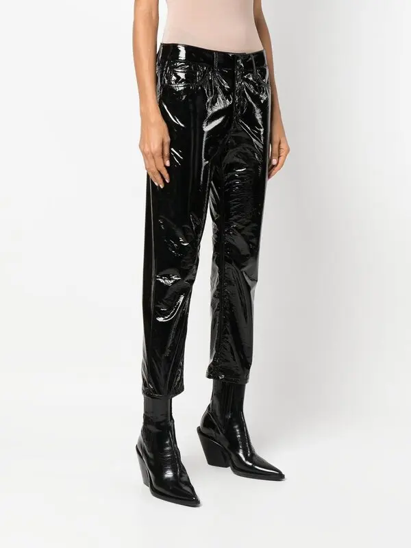 DONDUP High-shine Cropped Trousers - 999 Black