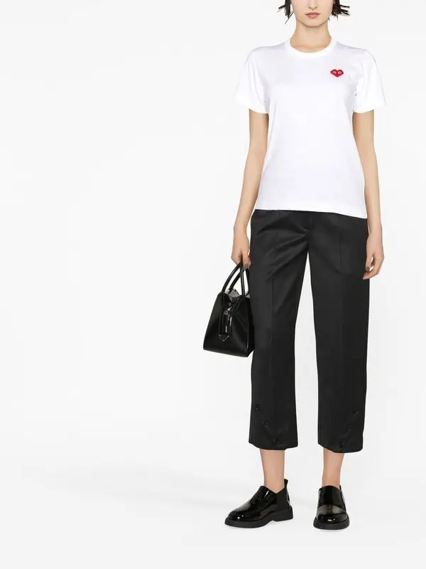 Play Comme Des Garcon Logo-embroidered T-shirt - White