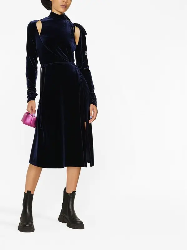 Versace Cut-out Velvet Wrap Dress