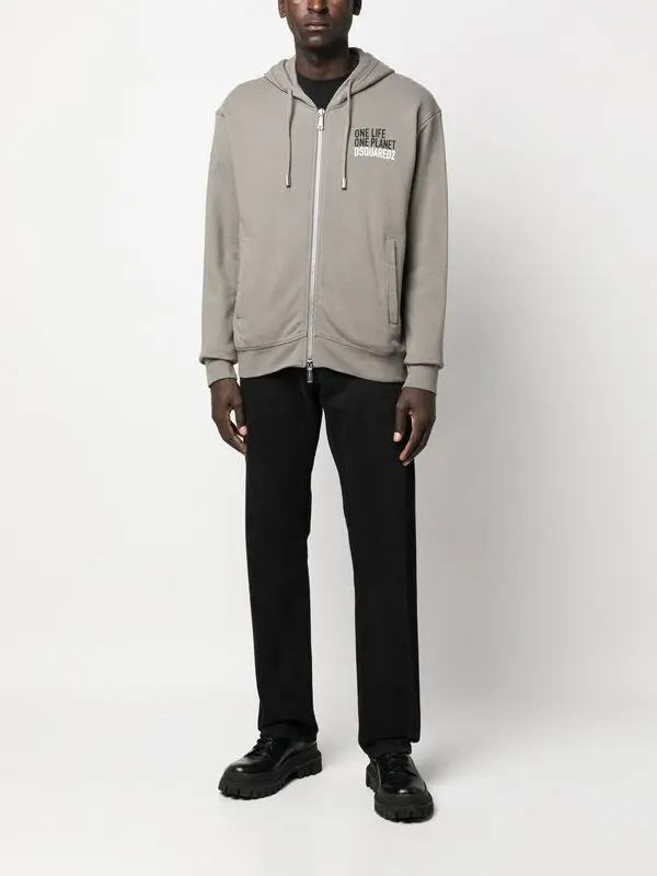 Dsquared2 Logo Print Zip-up Hoodie