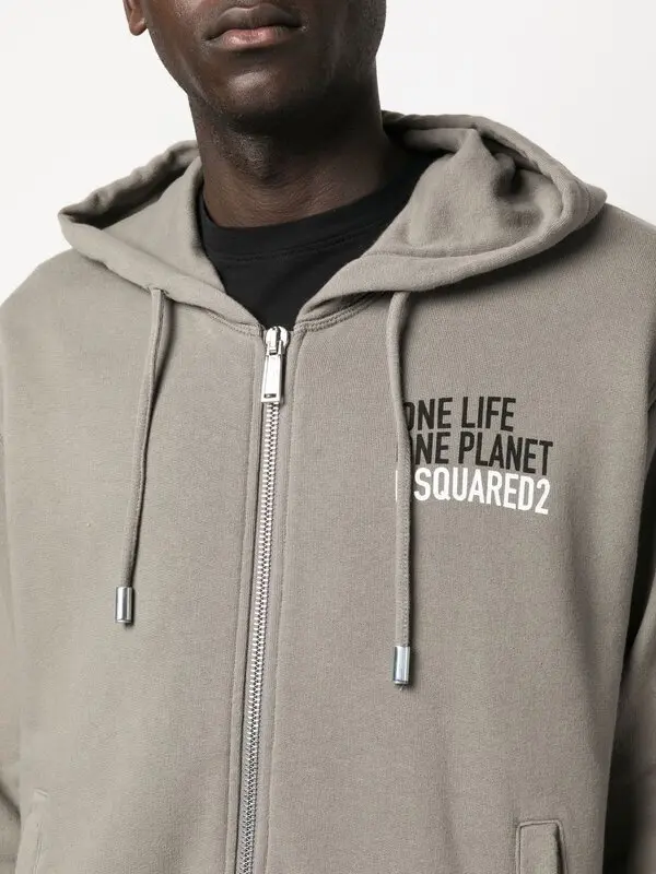 Dsquared2 Logo Print Zip-up Hoodie