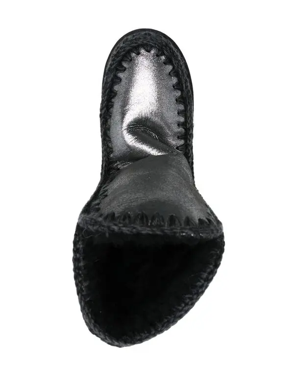 Mou Metallic Whipstitch-trim Boots - Grey