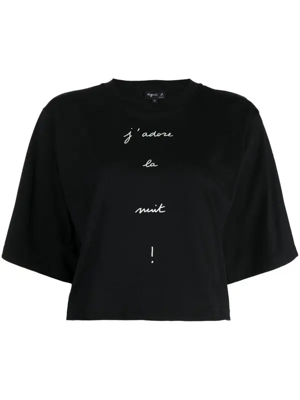 AGNES B. Graphic Print Cropped T-shirt