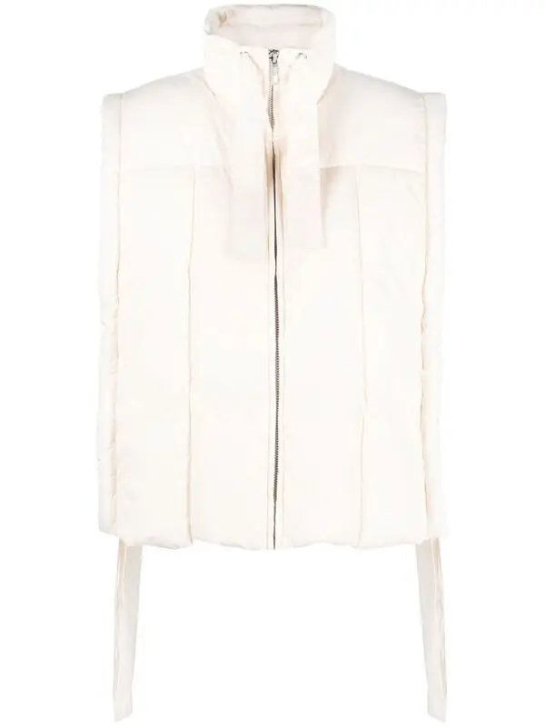GANNI Logo-embroidered Padded Gilet - Neutrals