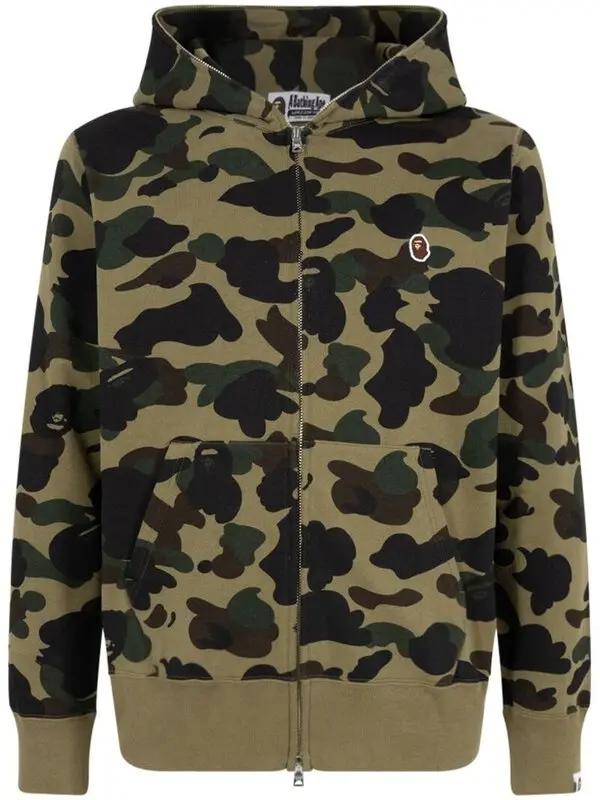 A BATHING APE 1st Camo One Point Full-zip Hoodie - Green
