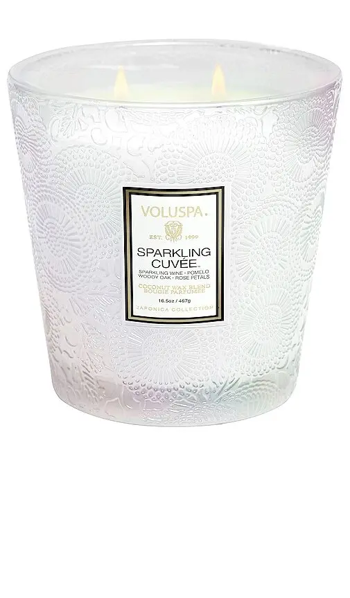 Voluspa 3 Wick Hearth Candle In White - Sparkling Cuvee