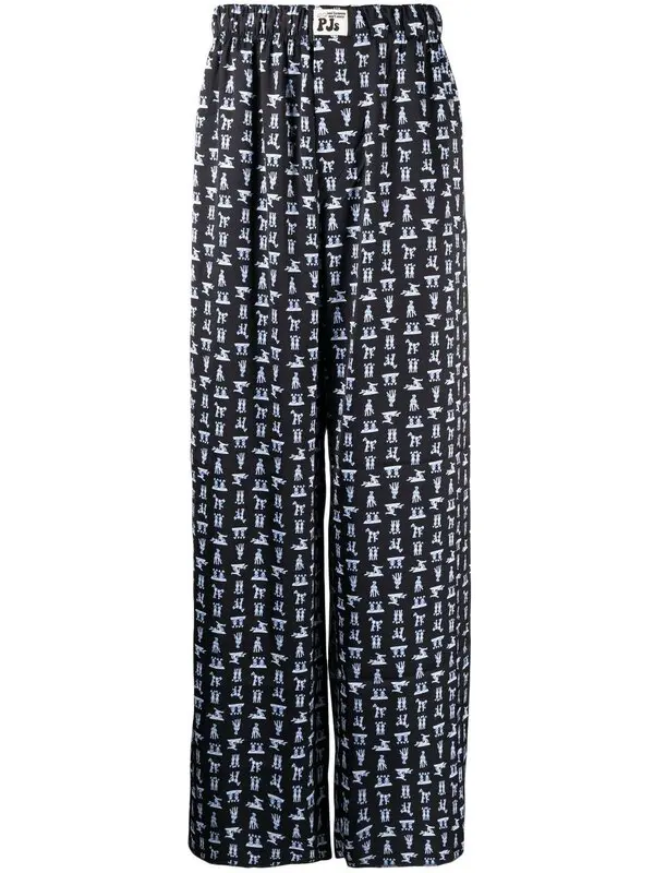 Natasha Zinko Yoga Bunny-print Wide-leg Trousers