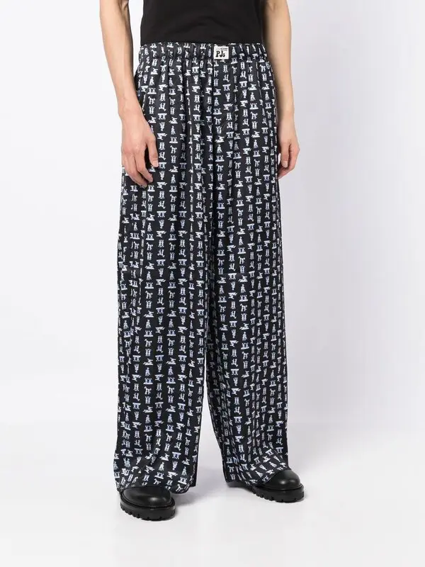Natasha Zinko Yoga Bunny-print Wide-leg Trousers
