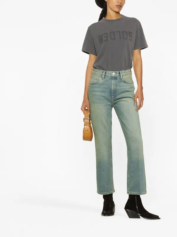 GOLDEN GOOSE Regular-fit T-shirt With Golden Lettering - Grey