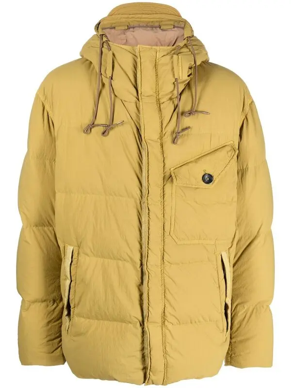TEN C Hooded Down Puffer Jacket - Green