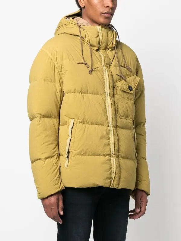 TEN C Hooded Down Puffer Jacket - Green