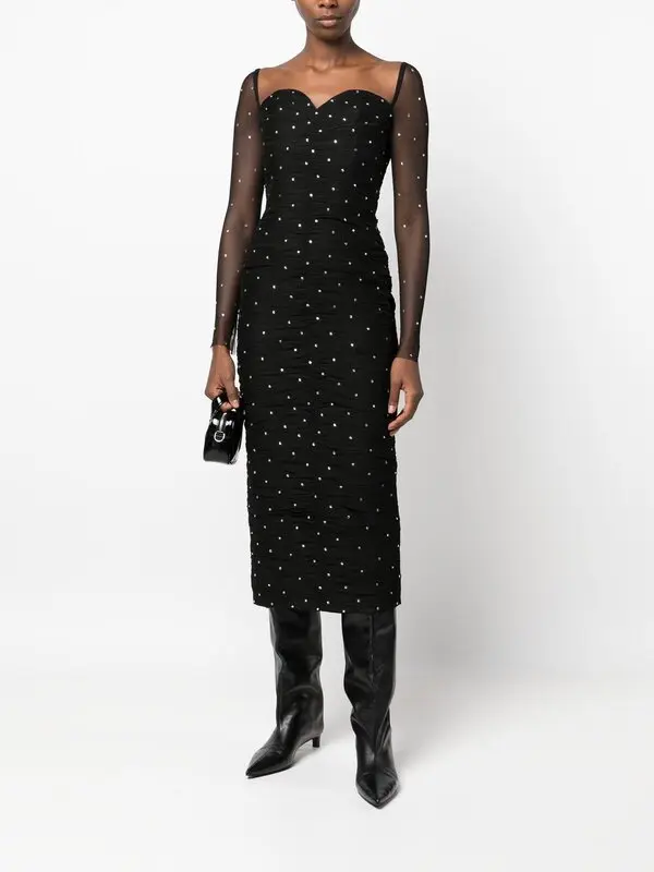 ANOUKI Sequinned Velvet Midi Dress