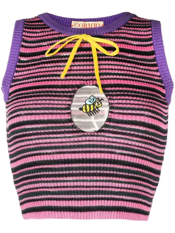 CORMIO Striped Knitted Top - Pink