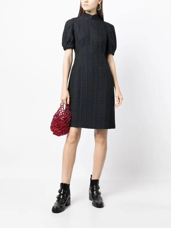 Shiatzy Chen Band-collar Short-sleeved Dress