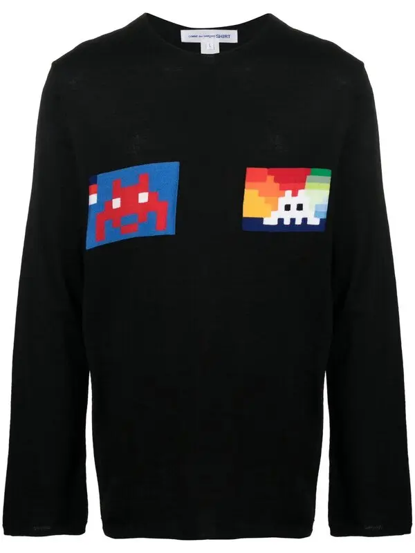 Comme Des Garçons Space Invaders Jumper - Black