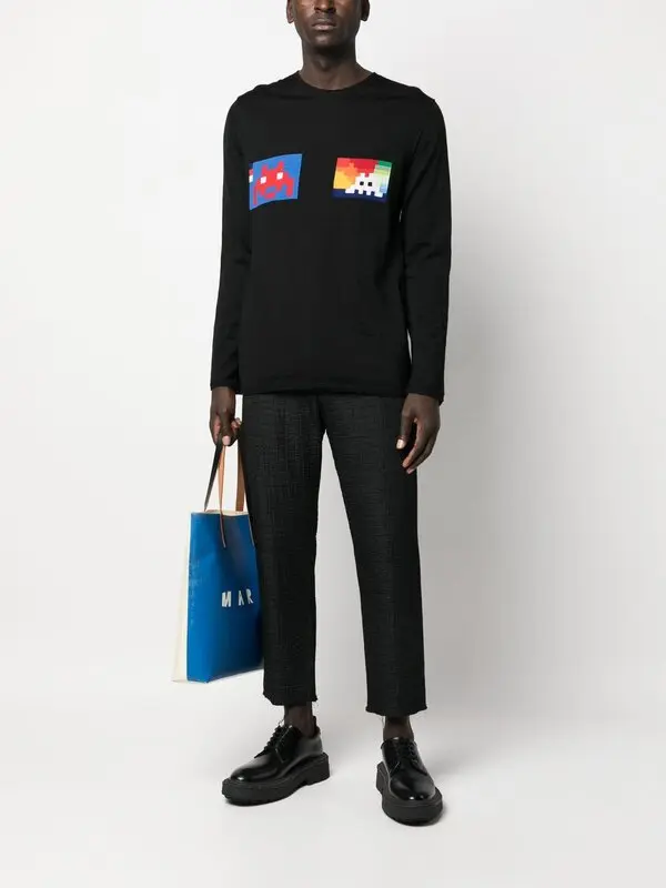 Comme Des Garçons Space Invaders Jumper - Black