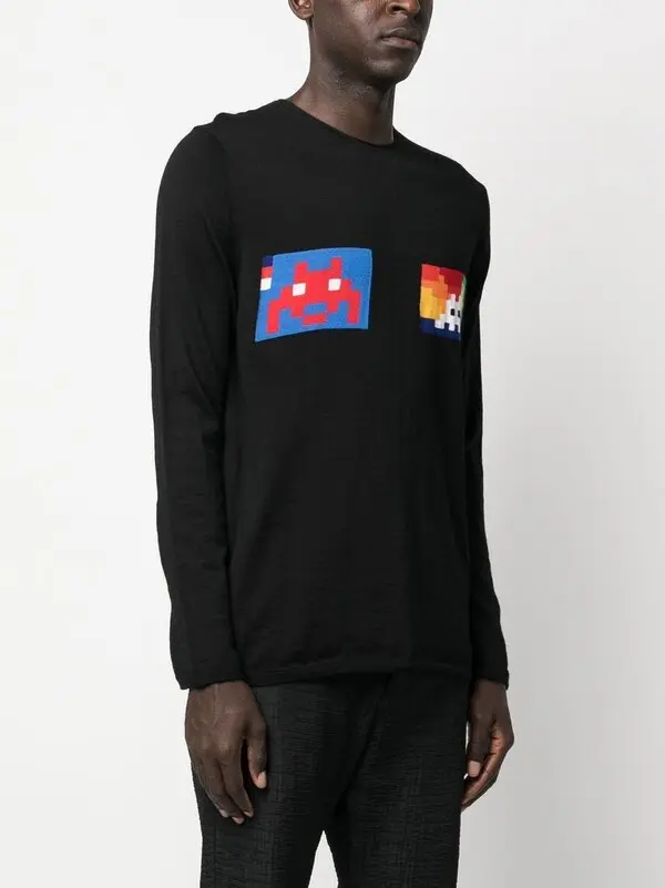 Comme Des Garçons Space Invaders Jumper - Black