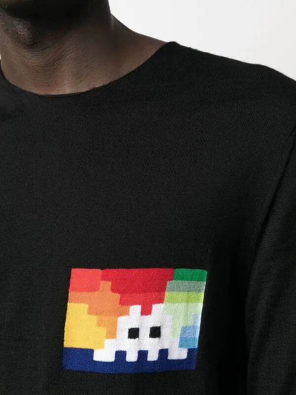 Comme Des Garçons Space Invaders Jumper - Black