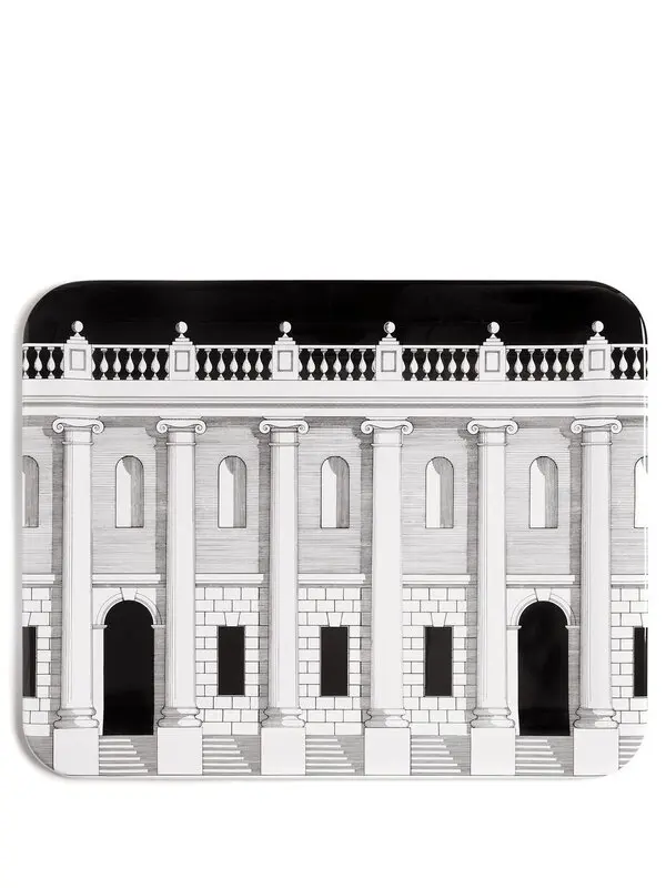 FORNASETTI 48cmx60cm Casa Con Colonne Tray - Black