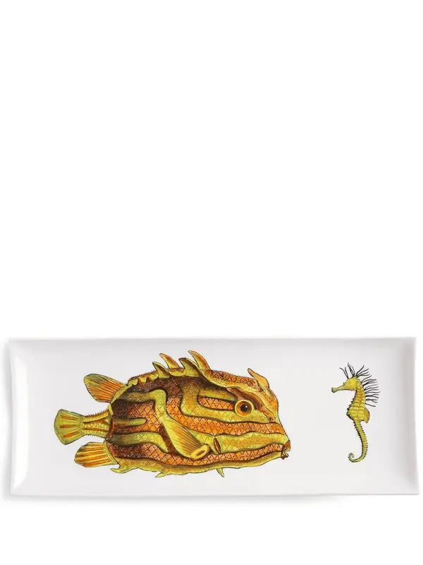 FORNASETTI Fish-print Glazed Tray - White