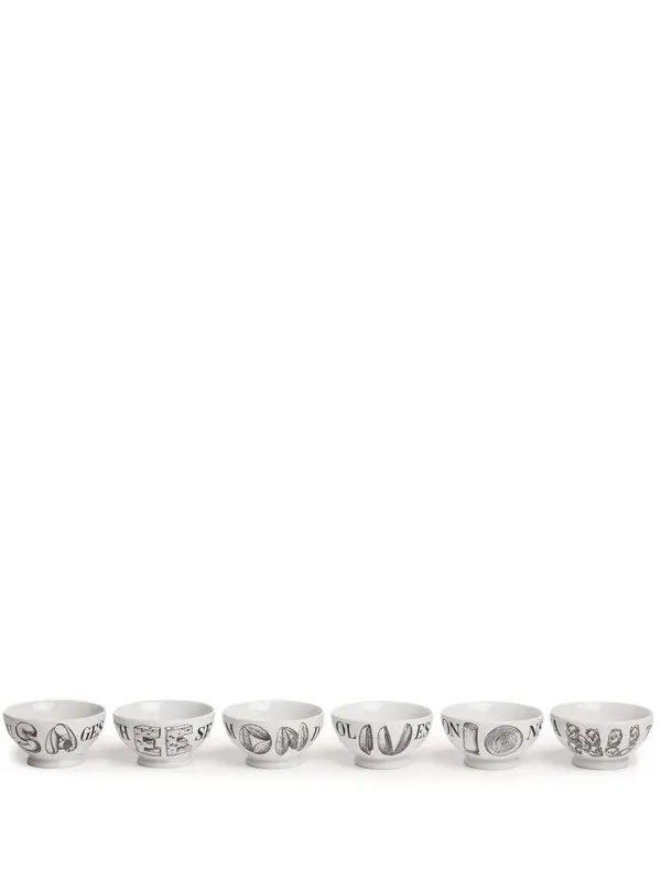 FORNASETTI Set Of Six Bowls - White
