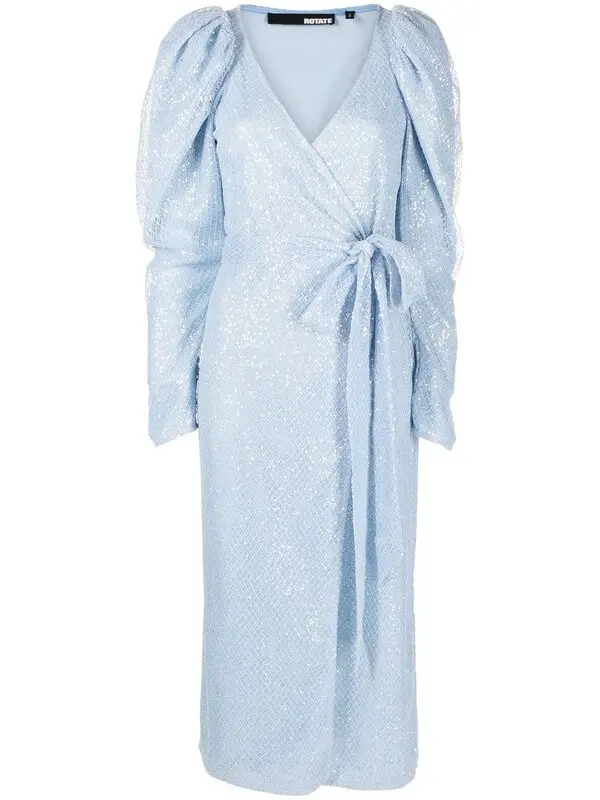 ROTATE BY BIRGER CHRISTENSEN Sequin Midi Dress - Blue