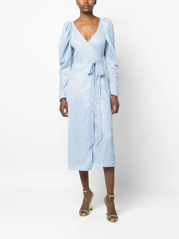 ROTATE BY BIRGER CHRISTENSEN Sequin Midi Dress - Blue