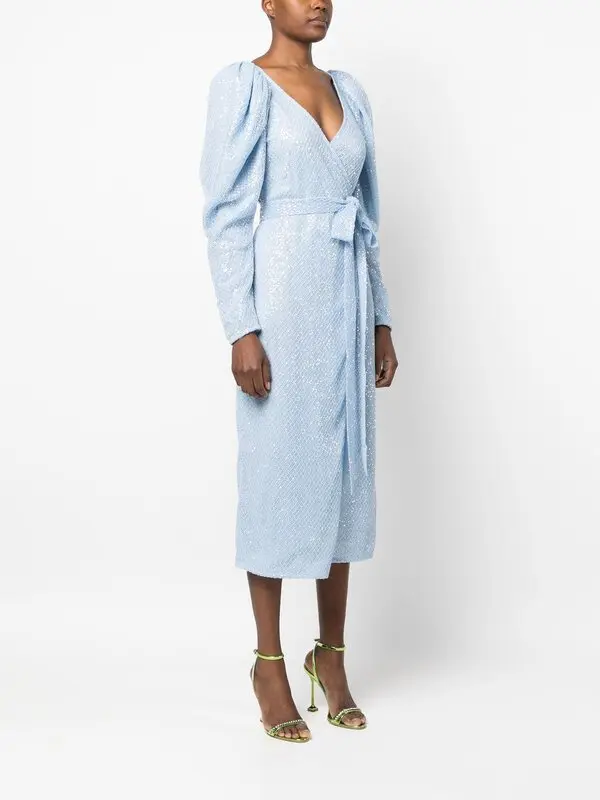 ROTATE BY BIRGER CHRISTENSEN Sequin Midi Dress - Blue