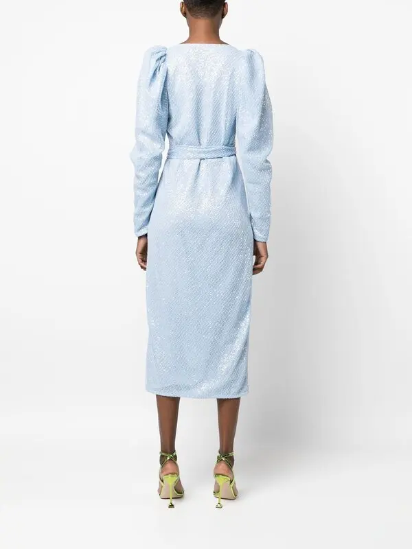 ROTATE BY BIRGER CHRISTENSEN Sequin Midi Dress - Blue