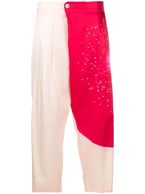 Issey Miyake Colour-block Cropped Trousers - Pink