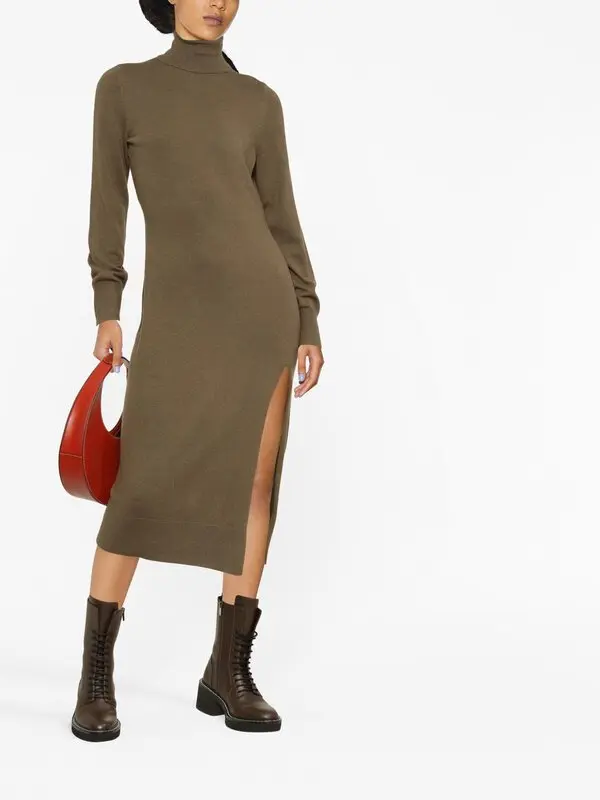 Michael Kors Roll-neck Knitted Midi Dress