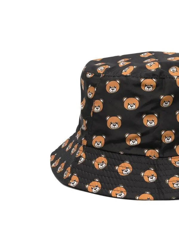 Moschino teddy bear print brim patent bucket hat Moschino Bucket Hat Black Toy Bear SALE - Como Milano main image 4