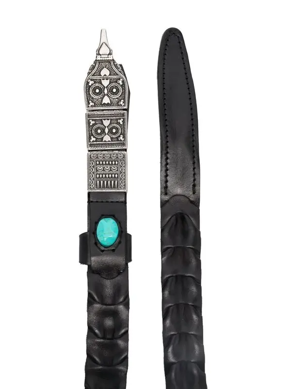 FORTELA Embossed Leather Belt - Black