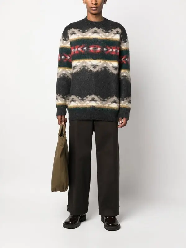 Junya Watanabe Intarsia-knit Oversize Jumper - Grey