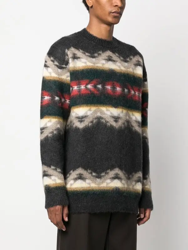 Junya Watanabe Intarsia-knit Oversize Jumper - Grey