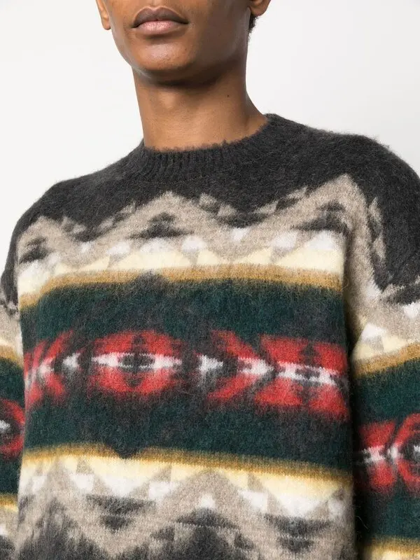 Junya Watanabe Intarsia-knit Oversize Jumper - Grey