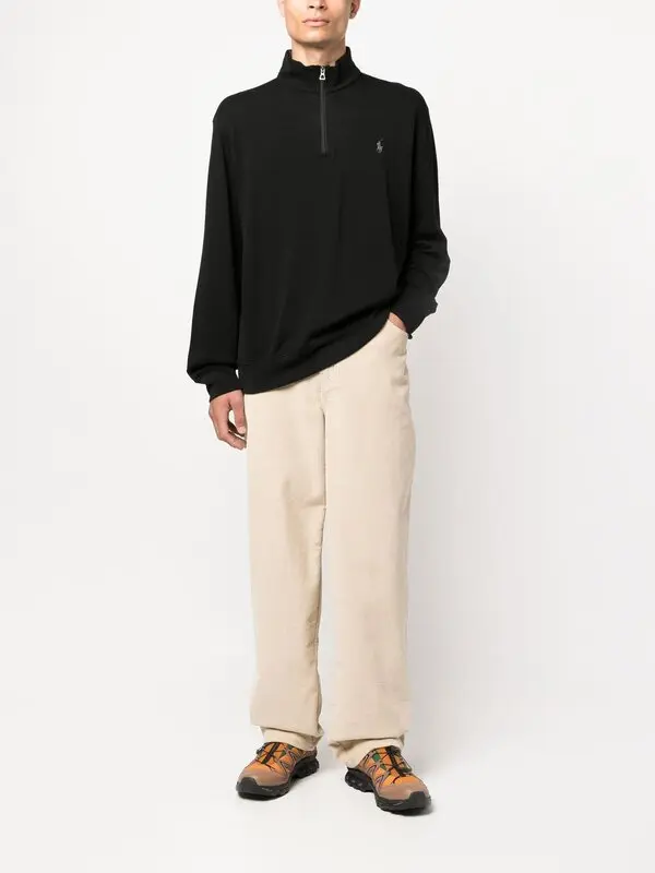 Polo Ralph Lauren Logo Patch Half-zip Pullover - Black