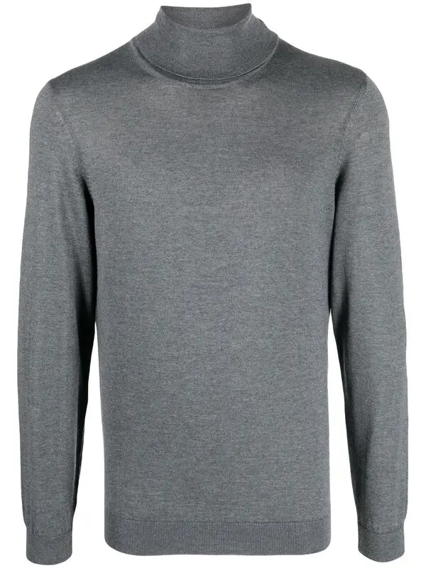 BOSS Roll Neck Wool Top - Grey