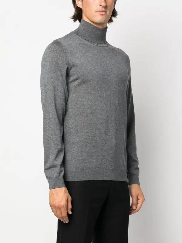BOSS Roll Neck Wool Top - Grey