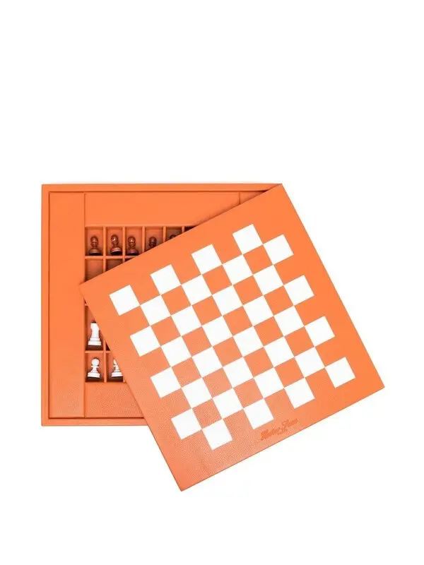 Hector Saxe Two-Tone Leather Chessboard - Orange | Editorialist