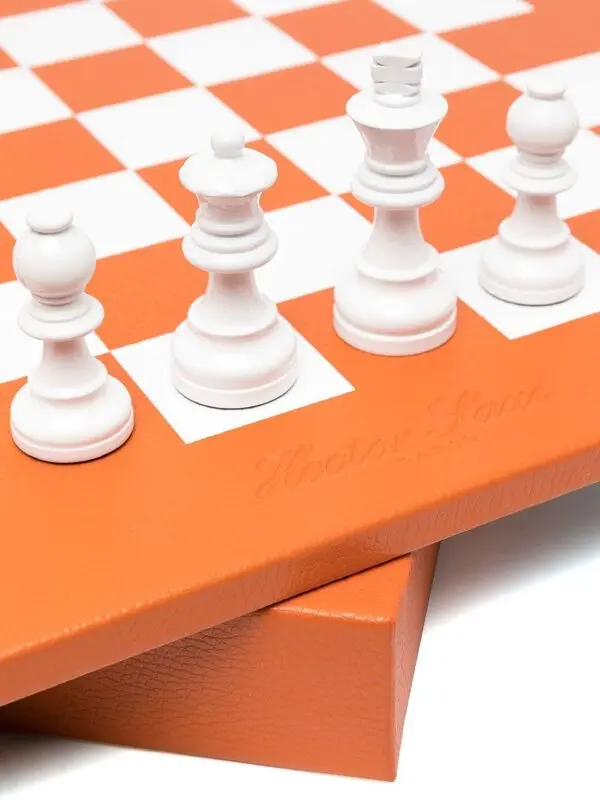Hector Saxe Two-Tone Leather Chessboard - Orange | Editorialist