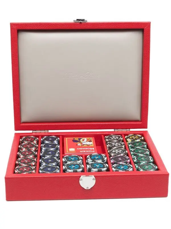 HECTOR SAXE Leather Poker Set - Red