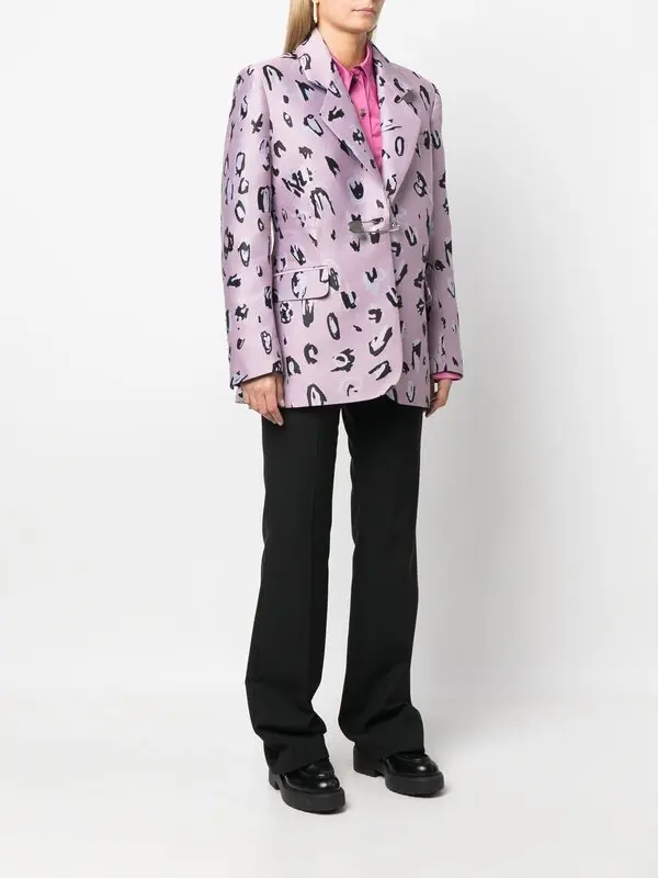 CHARLES JEFFREY Animal-pattern Single-breasted Blazer